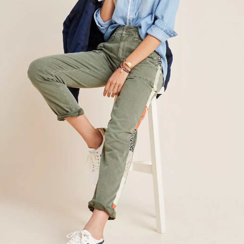Anthropologie Wanderer Side Striped Floral Camo Casua… - Gem